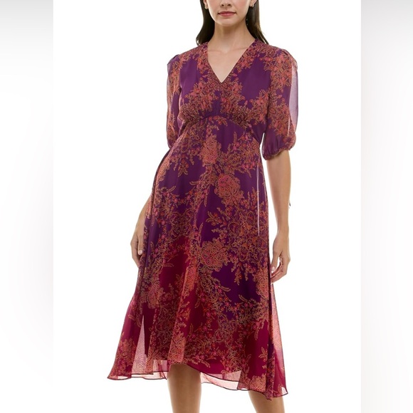 Maison Tara | Dresses | Maison Tara Red Ruffled Tiered Midi Dress ...